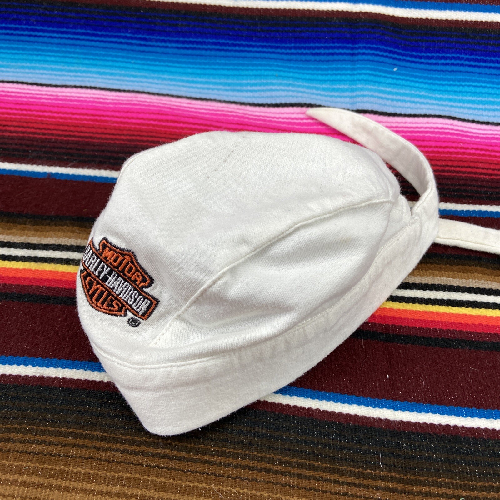 Harley Davidson Do Rag Baby Size 12M White Tie Back White Skull Cap | eBay