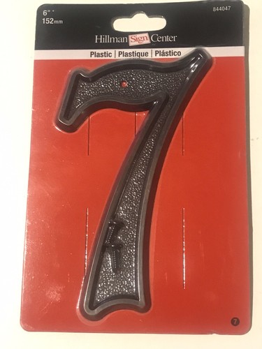 Hillman Sign Center 6" 152mm Plastic #7 Black 3D 2 Mounting Screws NIP ...