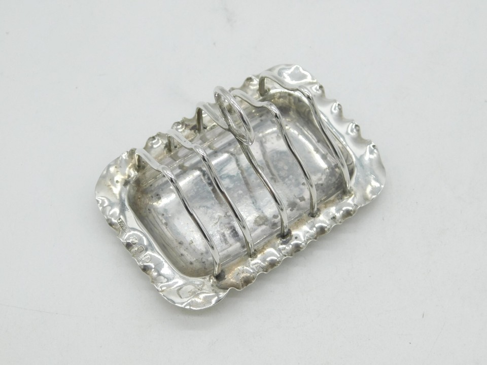 Victorian Sterling Silver Miniature Toast Rack & Crumb Tray Antique ...