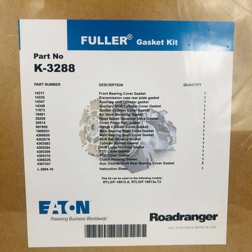 EATON K3288 GASKET KIT OEM FOR RTLO/ MERITOR M13K3288, EATON FUL/K3288 ...