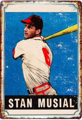 Stan Musial St Louis Tin Sign All Metal Baseball Cards up to 12 x 18 ...