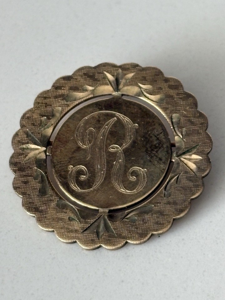 Vintage Monogram Alphabet Letter 'R” Gold Filled Pin Brooch Round Lamode | eBay