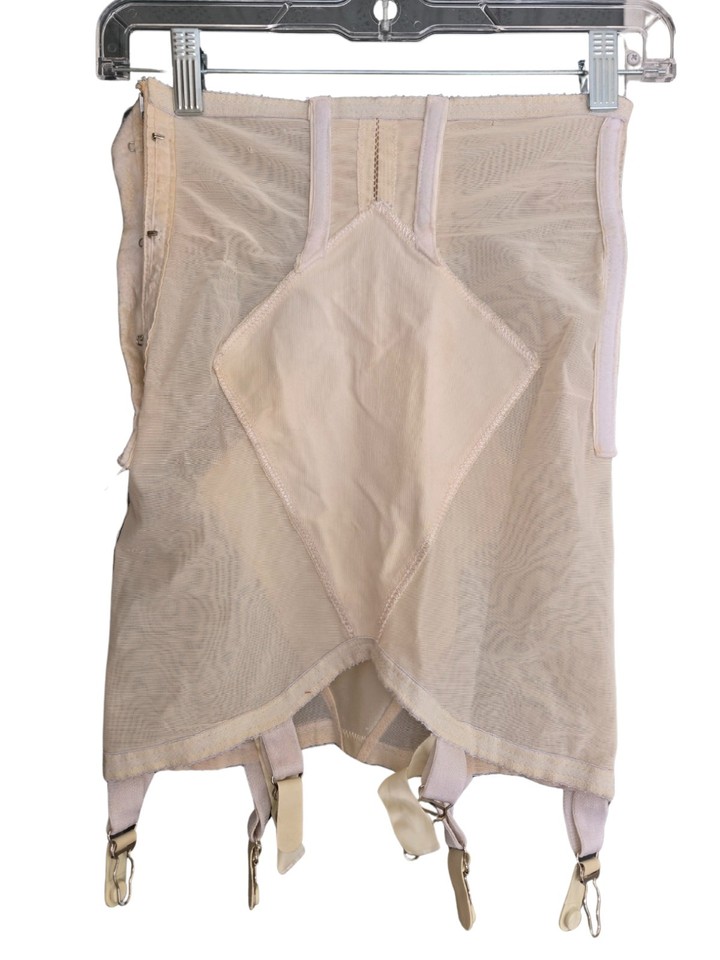 Vintage 1940s Pink Nude Rayon Panel Girdle Open Bottom Garter Clips | eBay