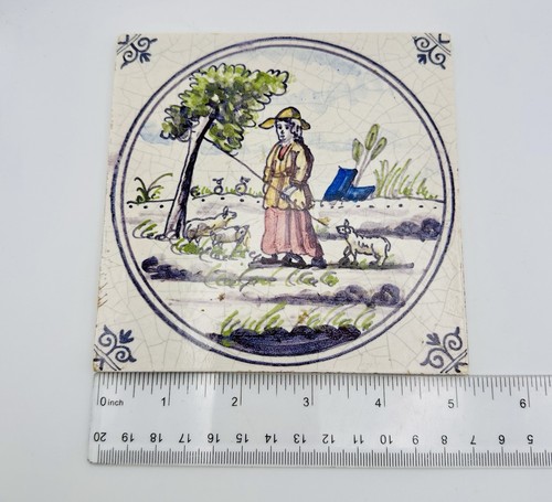 Holland Westraven Anno Delft Polychrome Tile Shepherd Sheep Landscape ...