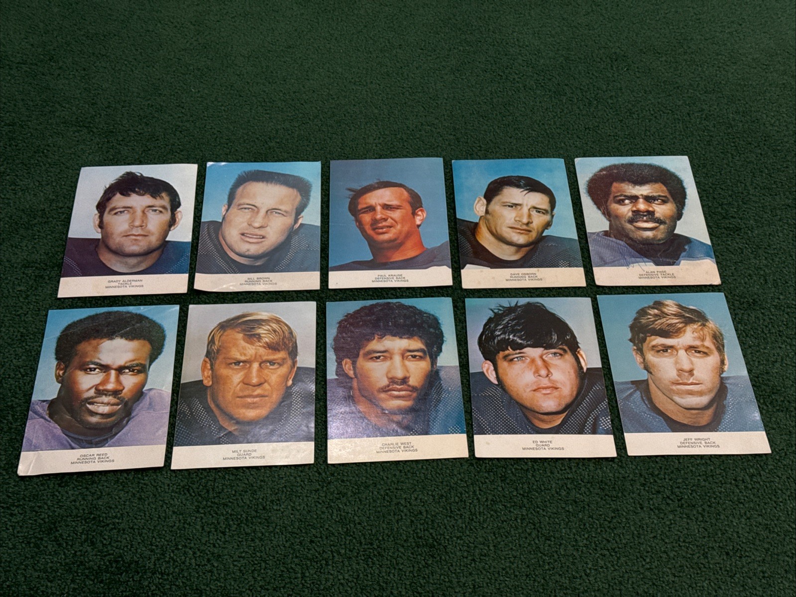 VINTAGE 1971 Minnesota Vikings Set of 10 Postcard/Photos, Alan Page ...