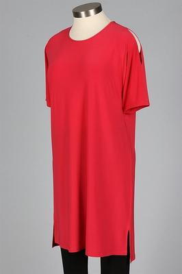 SUN KIM by Comfy USA Palm Beach Red Cold Shoulder DUBLIN Tunic Dress 1X ...