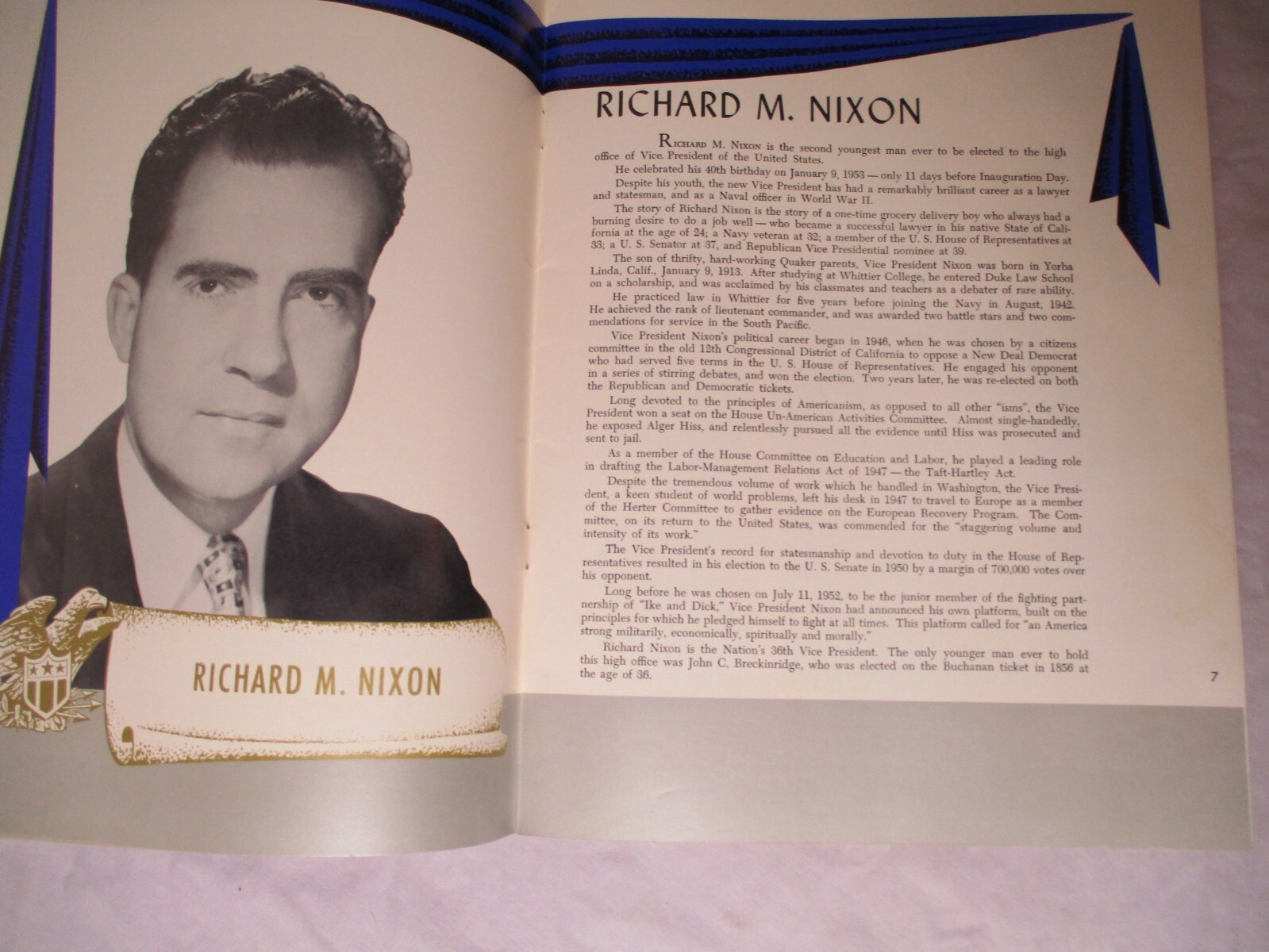 1953 Dwight Eisenhower PRESIDENTIAL INAUGURATION Program Book RICHARD ...