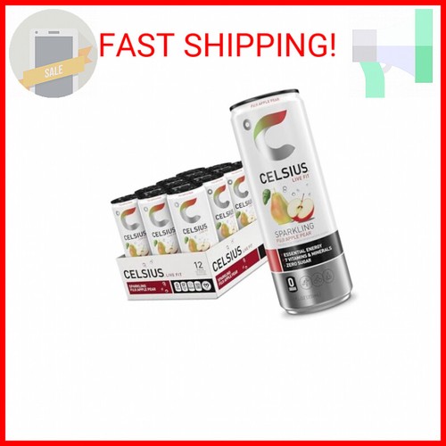 CELSIUS Sparkling Fuji Apple Pear, Functional Essential Energy Drink 12 ...