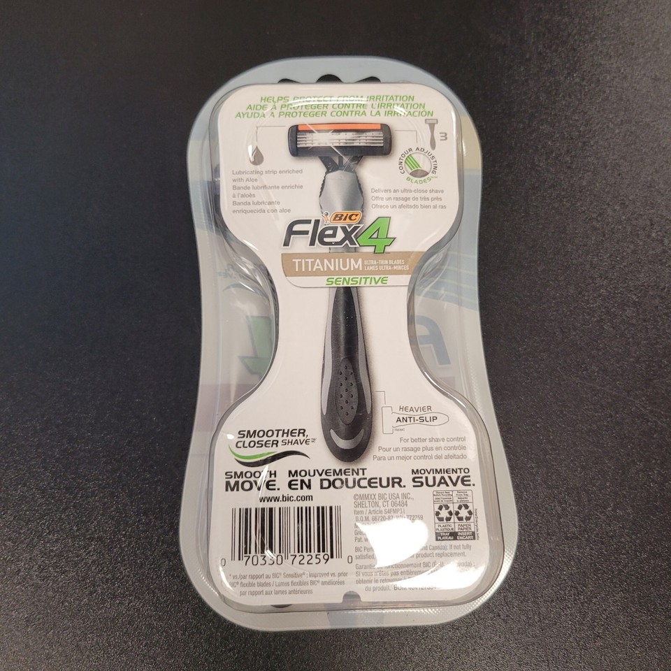 Bic Flex 4 Sensitive Disposable Razor (Titanium Ultra Thin Blades, 3 ...