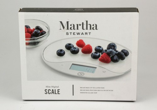 Martha Stewart Slim Digital Scale 11 Pounds Fluid Ounces Smooth Glass ...