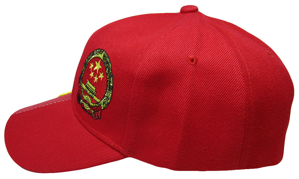 China Country Crest Red / Yellow Letter 3-D Patch On Side Embroidered ...