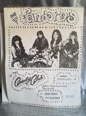 1980'S PUNK ROCK FLYER. THE PANDORAS,AGENT ORANGE,PSYCHOBUD COUNTRY ...