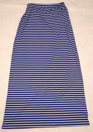 CHANCES R white blue striped maxi skirt size L (26W x 37L) flaw! | eBay
