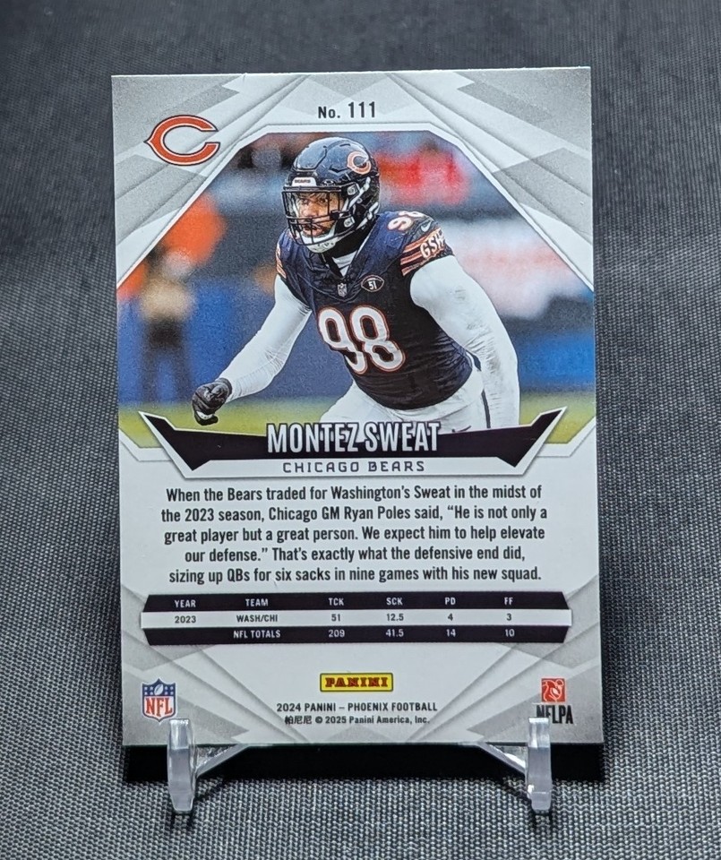 Montez Sweat Silver Hyper Prizm 2024 Phoenix Football Card #111 Chicago ...