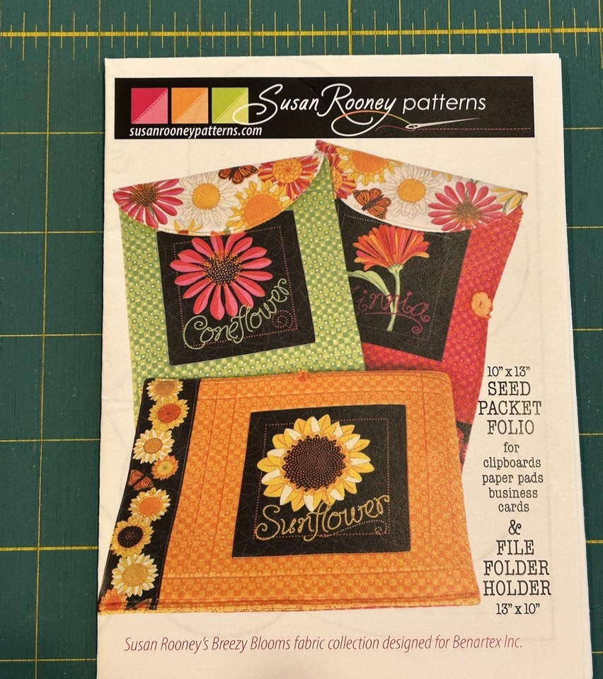 Flowers Quilt Kit Susan Rooney Patterns & Fabric Seed Packet Folio/File ...