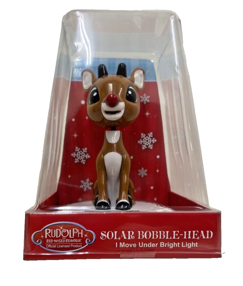 RUDOLPH THE RED NOSED REINDEER SOLAR POWERED BOBBLERS BOBBLE HEAD ...