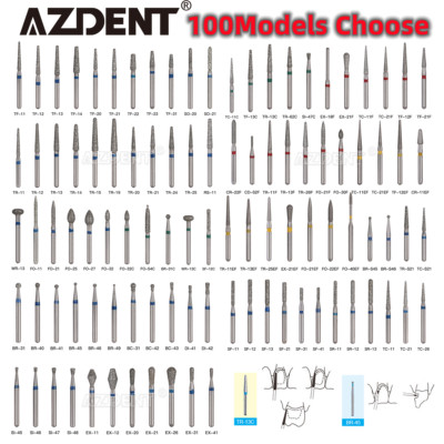 100 Types AZDENT Dental FG Diamond Burs For High Speed Handpiece ...