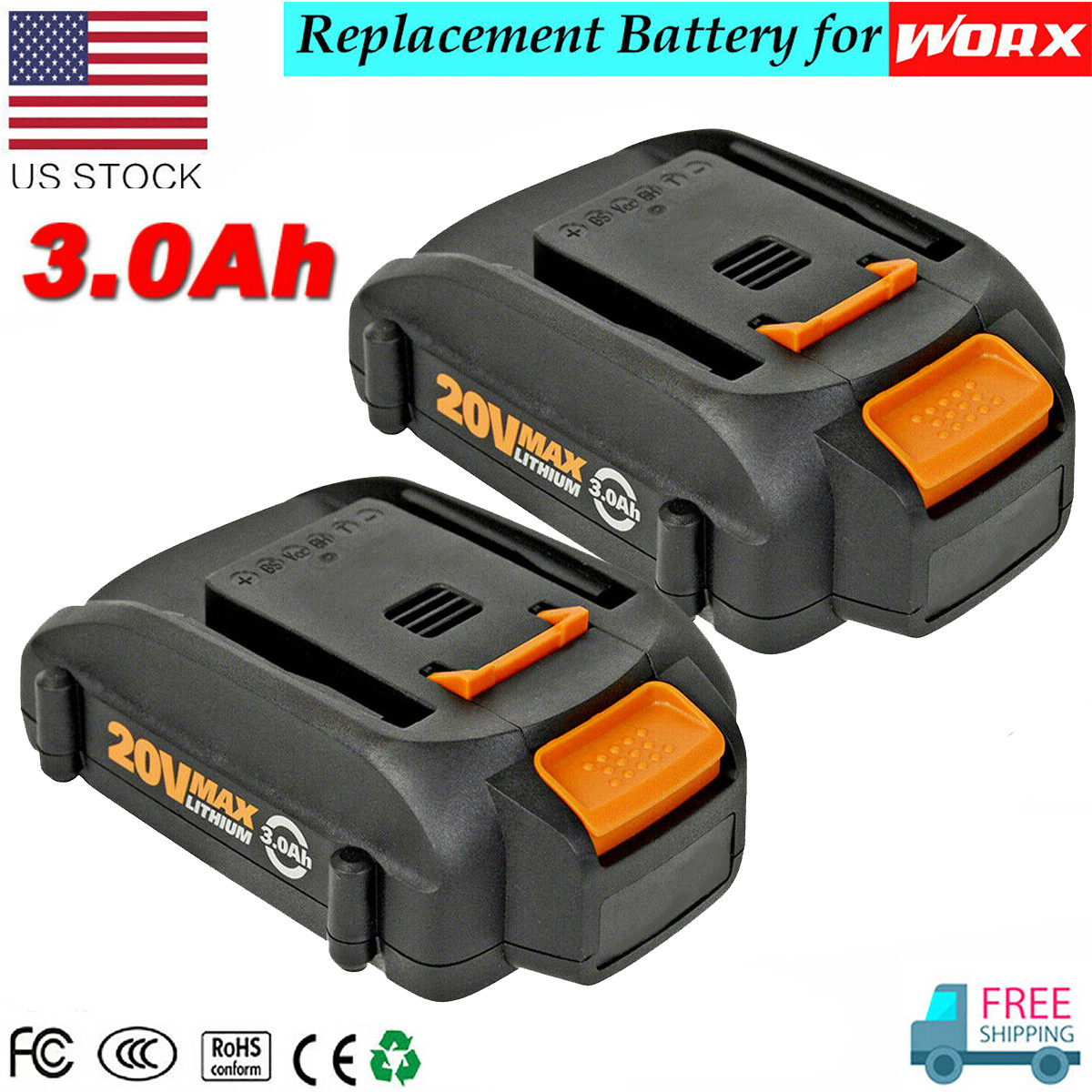 3.0Ah WA3578 20V Max Lithium Battery for Worx POWER SHARE Hedge Trimmer ...