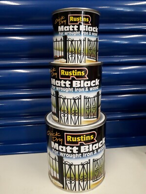 MATT BLACK PAINT FOR Wrought Iron & Wood, QUICK DRY RUSTIN | eBay UK