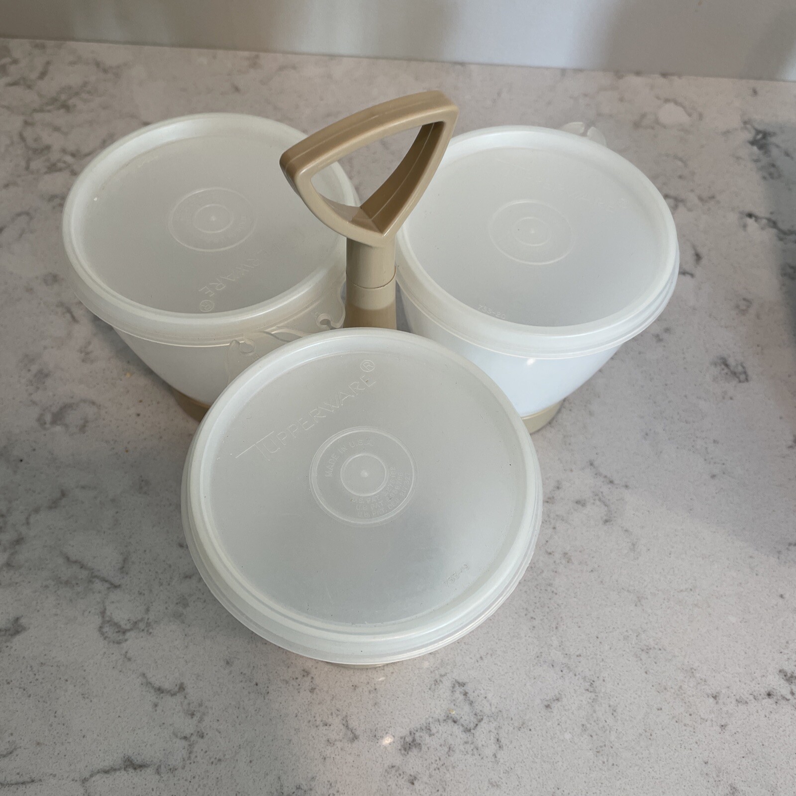 Vintage Tupperware Almond 757-1 Condiment Caddy Server w 3 Lids | eBay