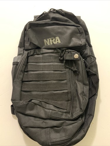 Black NRA Hunting Tactical Bag Backpack W/ Webbing Zippered Pockets ...