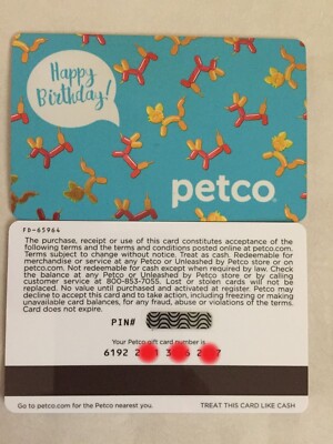 PETCO Happy Birthday, Dog and Cat Balloons 2021 Foil Gift Card ( $0 ...