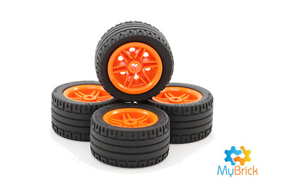 Genuine LegoⓇ 4x Orange Wheels - (56145) and Tyres (44309) - Free ...