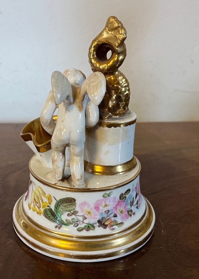 Antique 19th c. English Regency Porcelain Inkwell Cherub Shell Paris ...