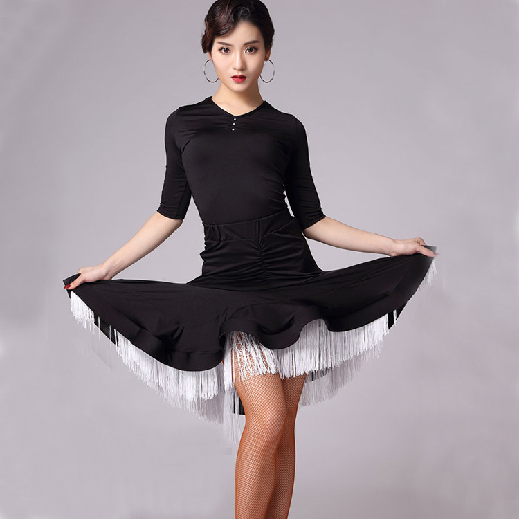 Women Skirt Fringe Latin Salsa Cha Cha Paso Double Ballroom Exercise ...