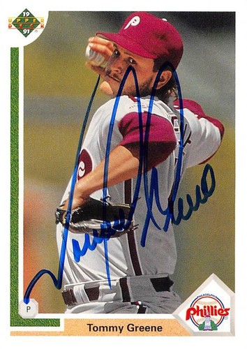 Tommy Greene autographed Baseball Card (Phillies) 1991 Upper Deck #62F ...