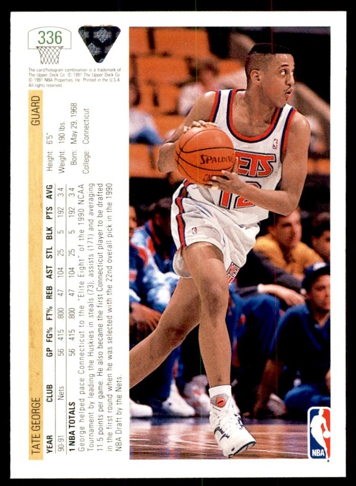 1991-92 Upper Deck Tate George Basketball Cards #336 | eBay