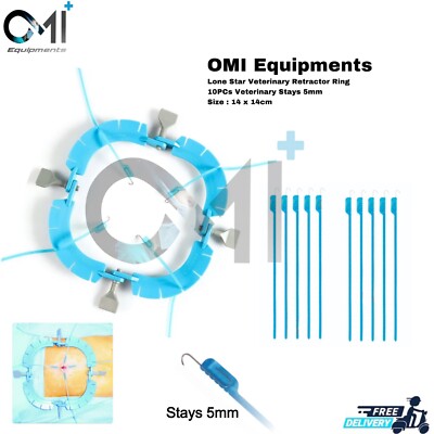 Lone Star Veterinary Retractor Ring With 10 Hooks Reusable Surgical ...