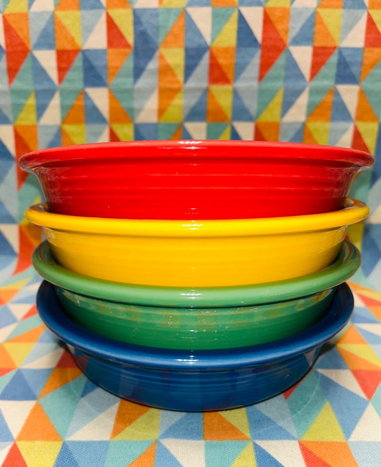 FIESTA set of 4 NEW Mixed Colors 7” medium BOWLS 19 oz Fiestaware FREE ...