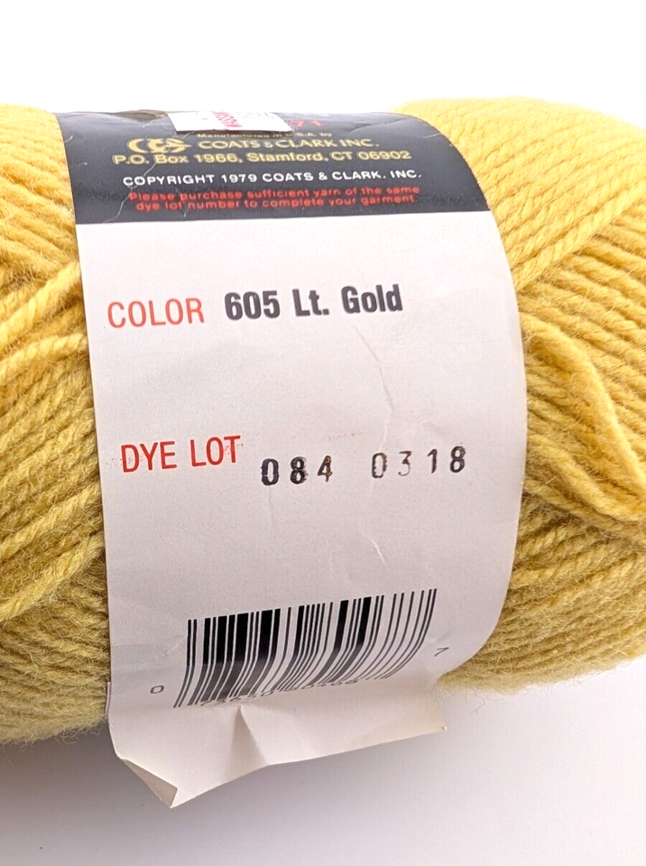 Vintage Red Heart Orlon Acrylic Super Sport Yarn # 605 Light Gold ...