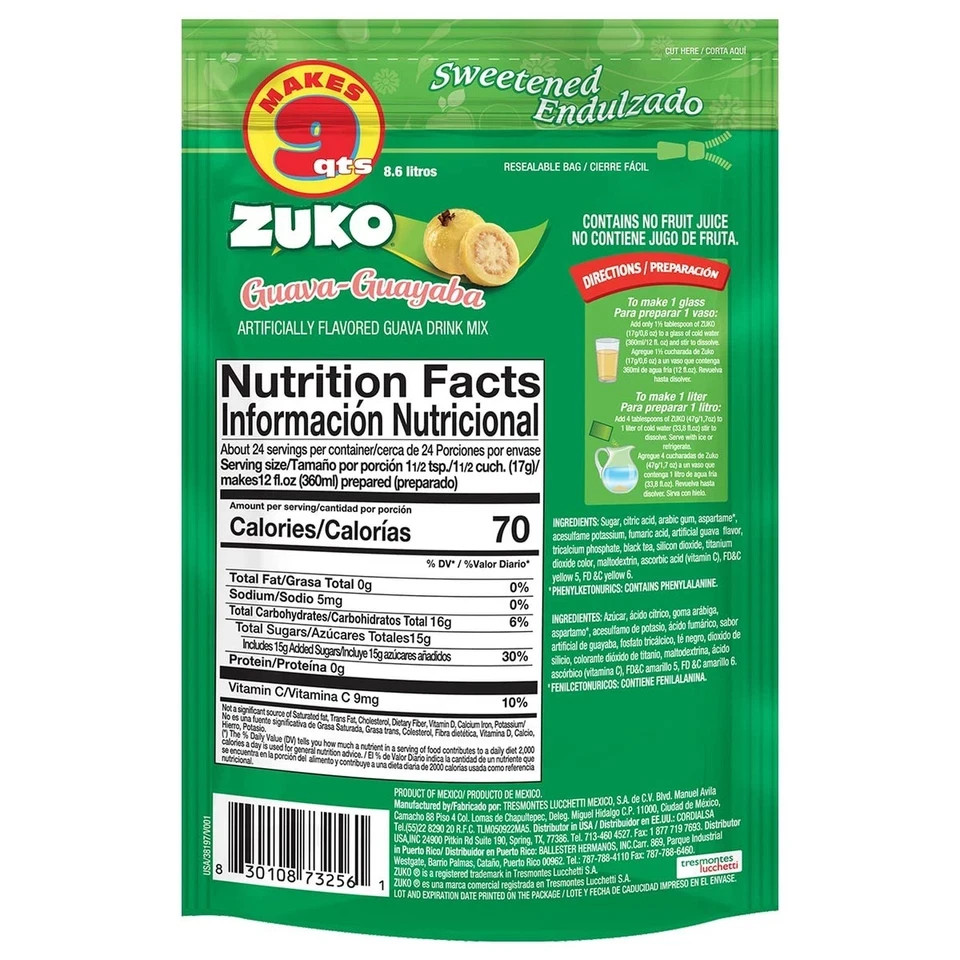 Zuko Guava Instant Powder Drink | Family Pack | No Sugar Needed ...