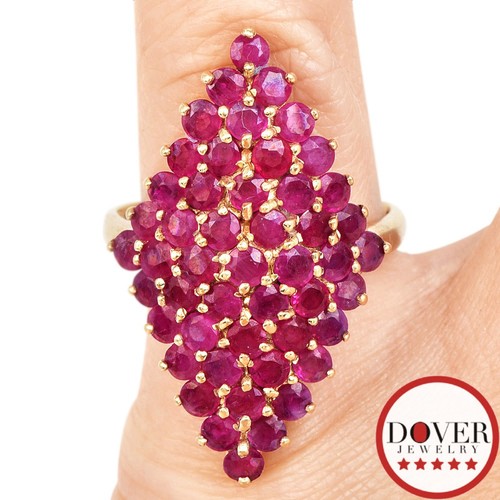 Samuel Aaron 3.43ct Ruby 14K Yellow Gold Navette Cocktail Ring 5.9 ...