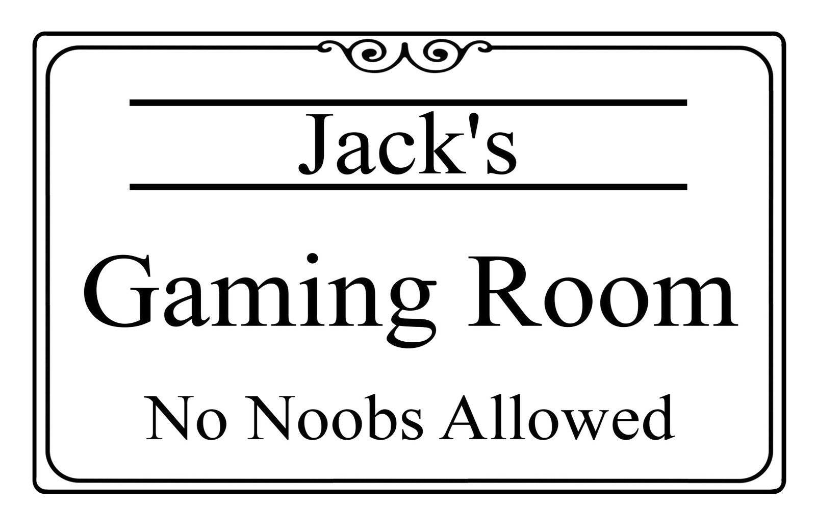 Personalised Name Gaming Room No Noobs Allowed Metal Aluminium Sign ...