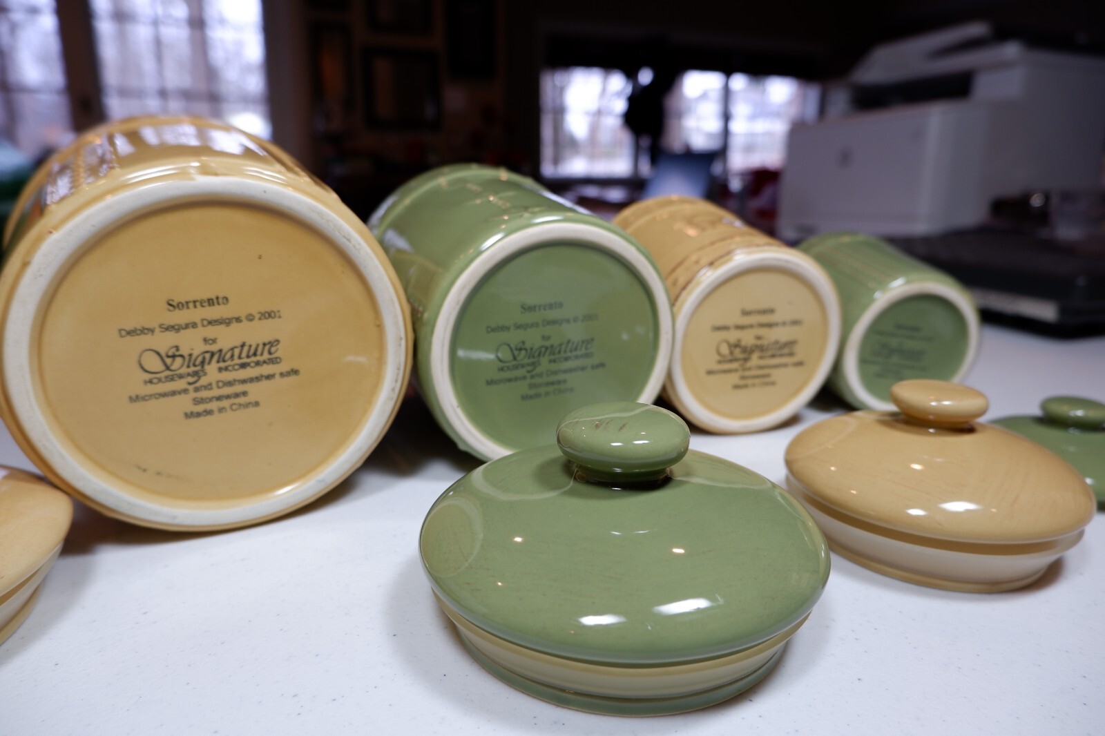 Signature Sorrento - Wheat Gold/Oregano Green Canister Set of 4 ...