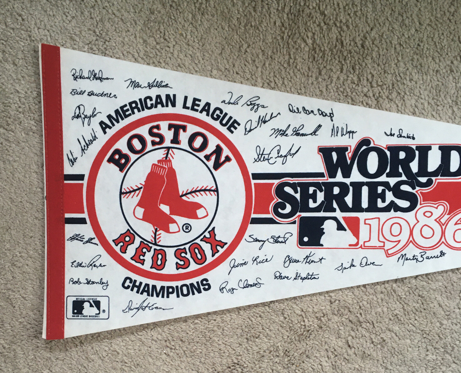BOSTON RED SOX 1986 WORLD SERIES AMERICAN CHAMPIONS PENNANT FULL SIZE ...