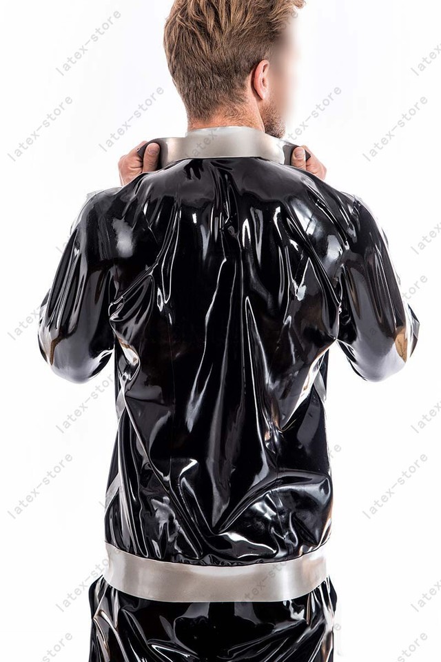 1117 Latex Rubber Gummi loose zipper Jacket Coat Tops customized ...