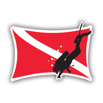 Scuba Flag with Diver Sticker Decal - Weatherproof - diver down dive ...