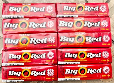 BIG RED Chewing Gum Cinnamon Wrigleys 10x5 stick Packs American Gum ...