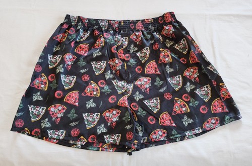 Pizza Slices Mens Black Printed Novelty Satin Boxer Shorts Size XXL New ...