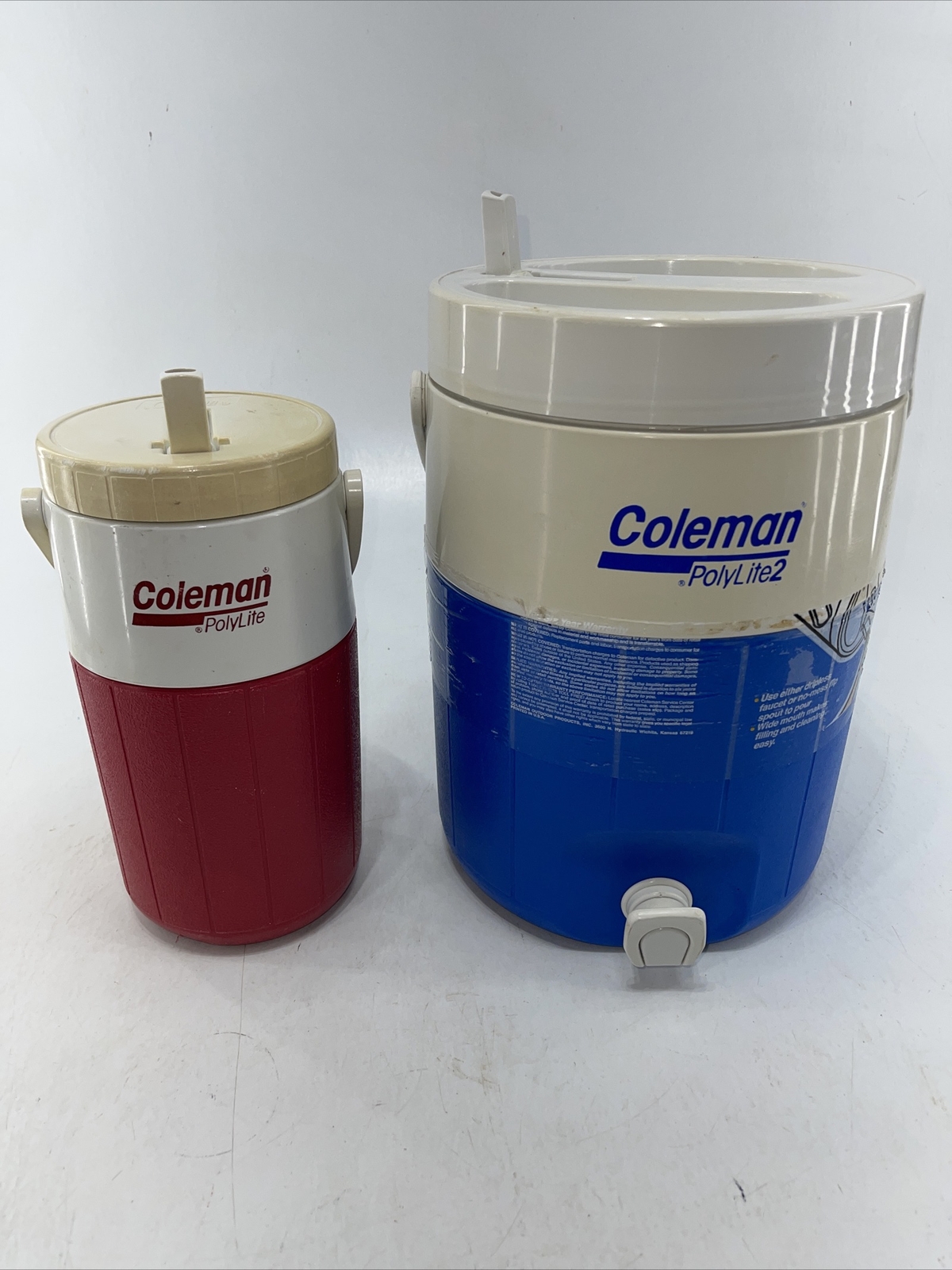 Lot Coleman PolyLite 2 Thermos 5590 5592A Beverage Water Cooler Handle ...