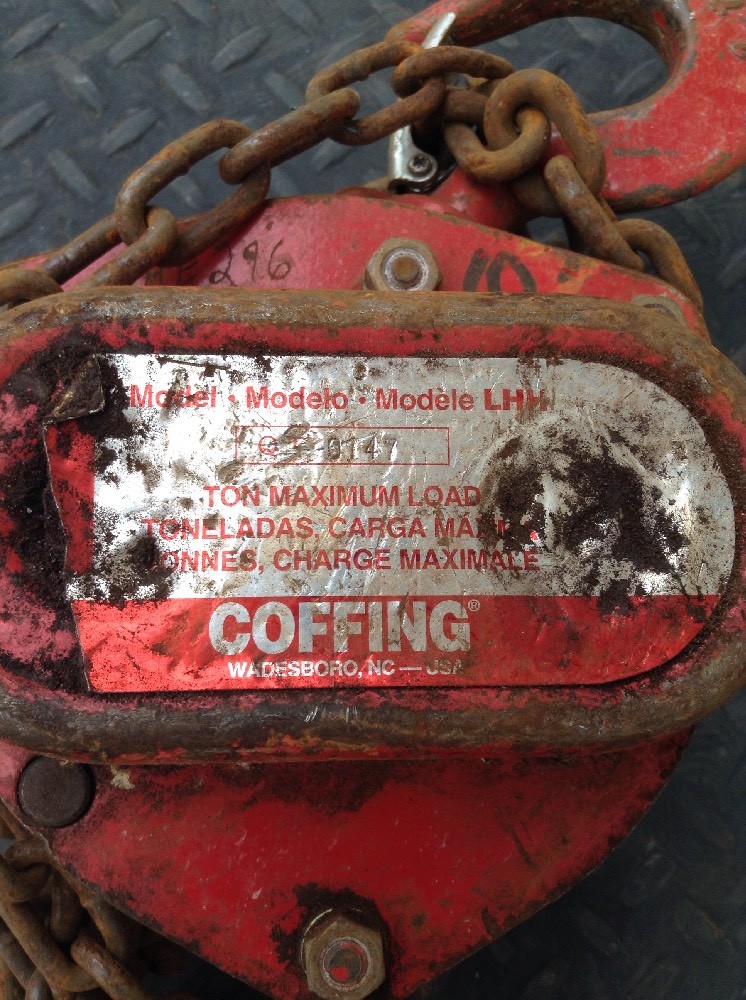 Coffing LHH Hand Chain Fall Hoist, Capacity: 1 Ton, 10' Lift, 2000 Lb ...