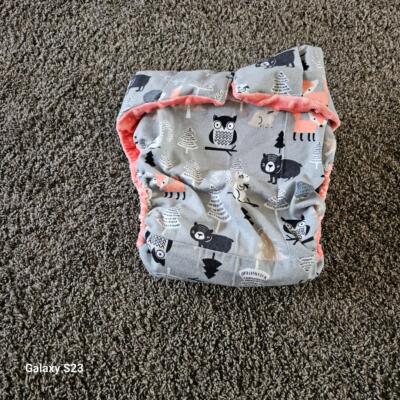 Adult Cloth Diaper Woodland Print, Coral Dimple Dot Minky Lining | eBay