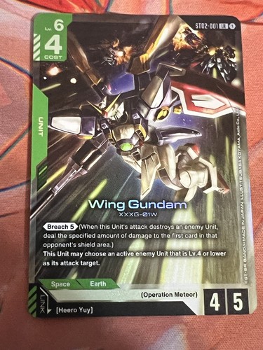 Gundam Trading Card Game: Wing Gundam ST02-001 LR Rare Card Near Mint Foil | eBay