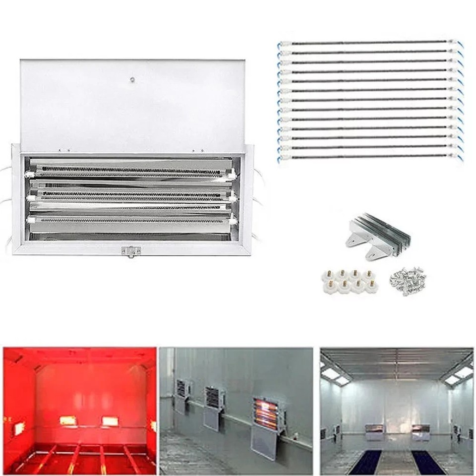 8 X 3KW Spray Baking Booth Infrared Paint Curing Lamp Heaters Heating ...