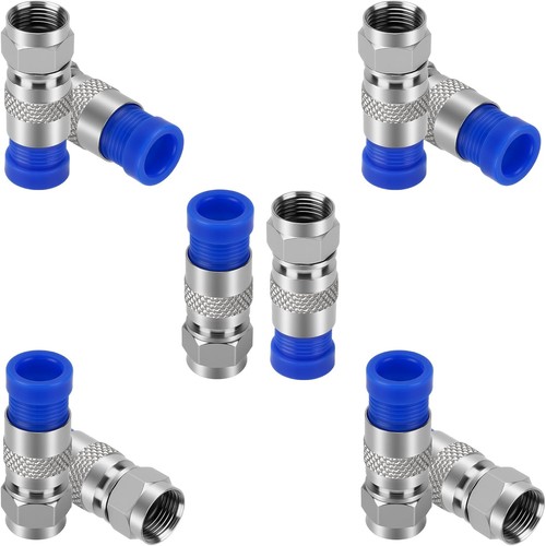 RG6 Coax Cable Compression Connectors 10 Pack F Type 75 Ohm Adapter Set ...