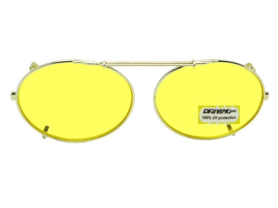 Oval Yellow Lens Clip-on Sunglasses | eBay